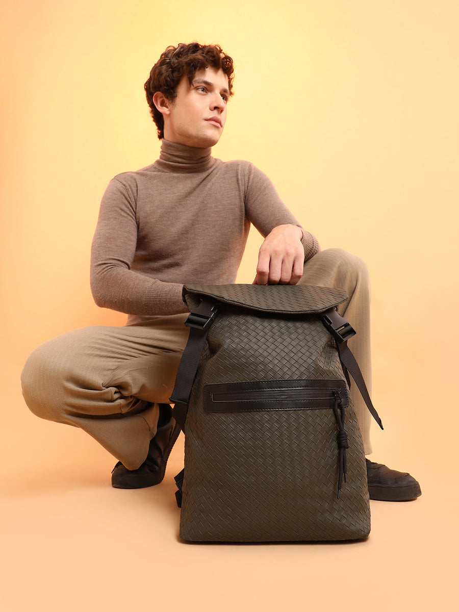 French Accent Men's The Basket Weave Backpack For Casual Wear | Army ...