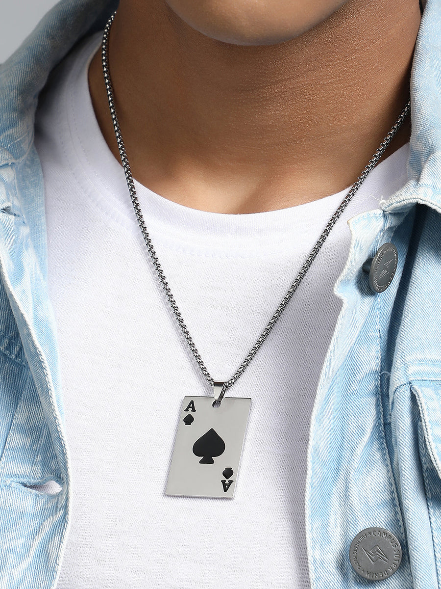French Accent Men's The Ace Pendant Necklace For Casual Wear | Metallic ...