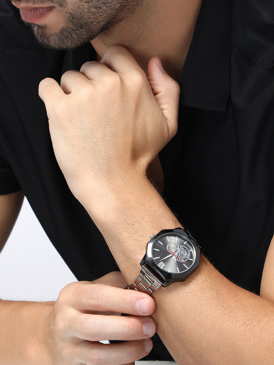 French Accent Men's The Formula Chain Round Watch | Space Grey ...