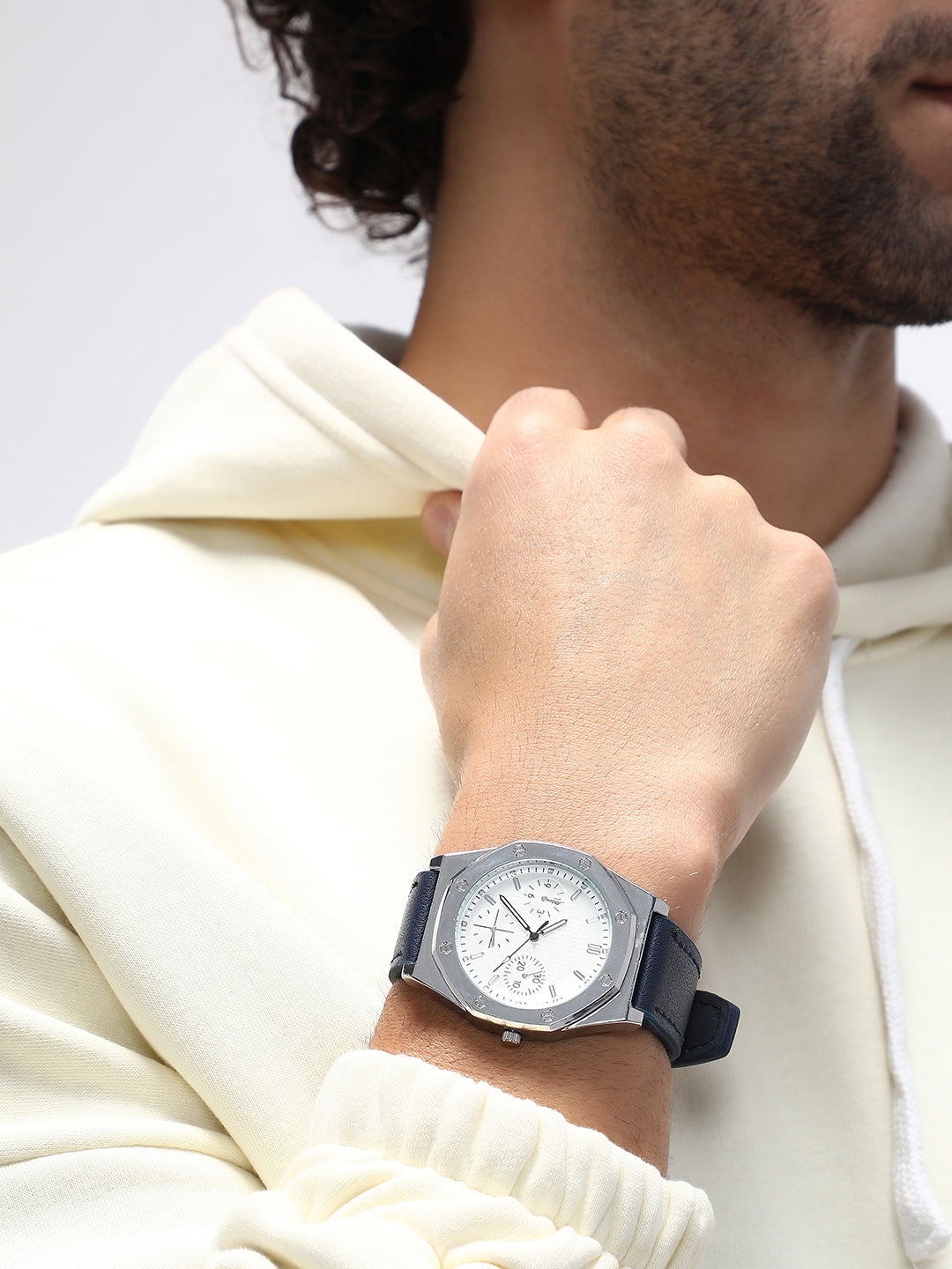 French Accent Men's The Torque Compass Round Watch | Indigo Blue Vegan ...