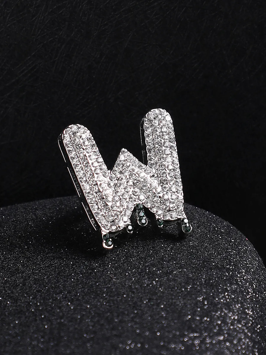 Bling W Alphabet Ring