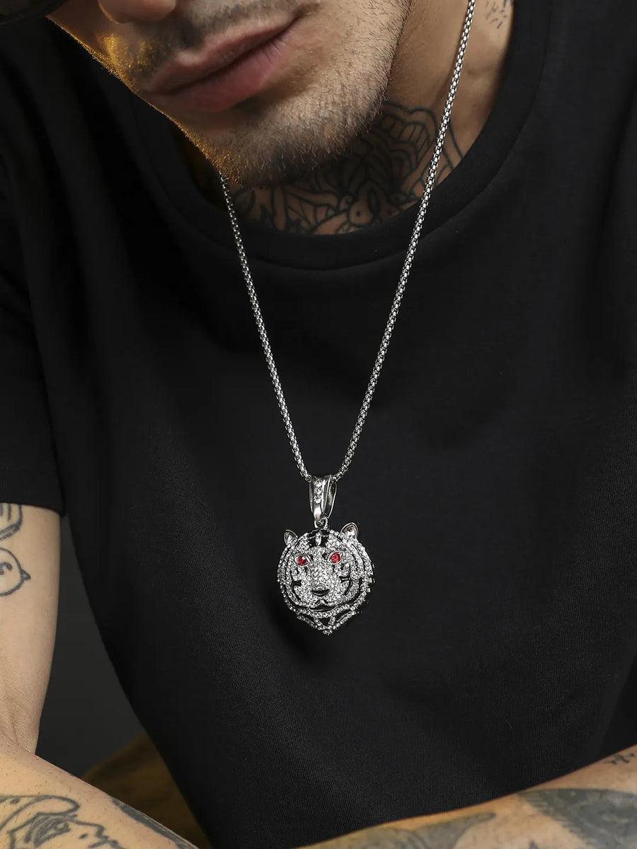 Embellished Tiger Pendant Necklace